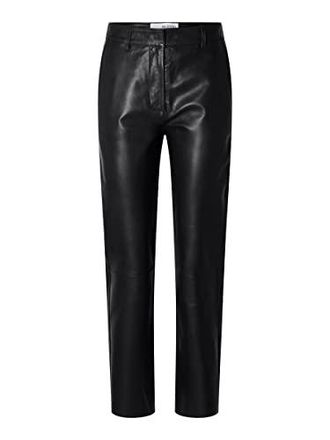 Selected Slfmarie MW Leather W Noos Pantalon en Cuir, Noir, 40