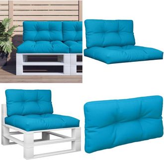 vidaXL Palettenkissen 2-tlg. Hellblau Stoff - Gartenkissen - Freien Sitzkissen
