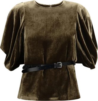 P.A.R.O.S.H. Samt-Oberteil - - Blouses & Shirts - Damen - Gr&uuml;n - M