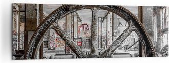 Arttor Panorama Bilder auf Leinwand 160x50cm Leinwandbild Maschine Industrie Graffiti Groß XXL Wanddeko Bild Schlafzimmer Wandbilder Dekoration Wohnzimmer Wa