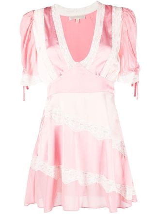 LoveShackFancy robe courte &agrave; fleurs en dentelle - Rose