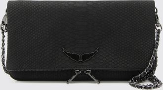 Zadig&Voltaire Rock Soft Savage Python-Print Nubuk-Clutch