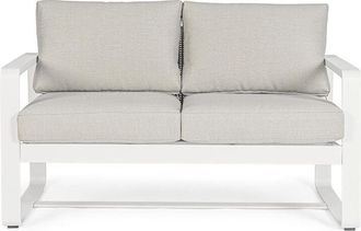 Hellin Sofa Merrigan aus pulverbeschichtetem Aluminium f&uuml;r Garten und Veranda -Wei&szlig; / 2 Sitzer