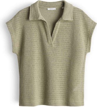 OPUS Poloshirt Somona aus Jersey mit Crochet Optik Lochstrickmuster, leichte Transparenz, weicher Griff, Casual