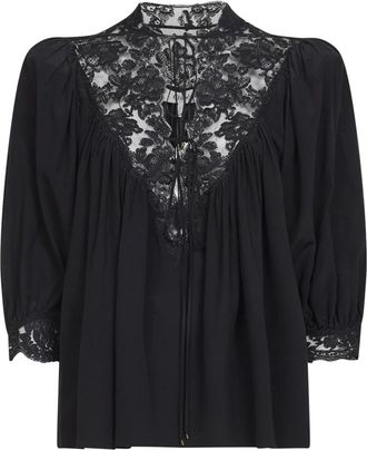 Chlo&eacute; Femme, Blouses et Chemises, Noir, Taille: 38 FR Fluid Puff-Sleeve Top