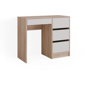 Vicco Bureau Sherry, Blanc/Sonoma, 90 x 40 cm avec tiroirs