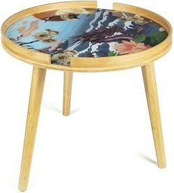Excelsa Living Table ronde en bambou avec plateau en verre, d&eacute;cors assortis, diam&egrave;tre 48 cm, hauteur 44 cm (Fuji)