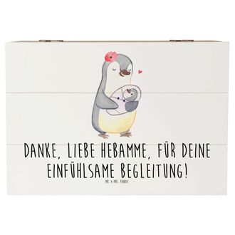 Mr. & Mrs. Panda 22 x 15 cm Holzkiste Liebe Hebamme - Geschenk, einf&uuml;hlsame Begleitung, Unterst&uuml;tzung, Danke sagen, Danksagung, herzlicher Dank