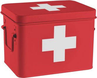 Harbour Housewares Vintage Metal Erste Aid Box - 23cm - Rot
