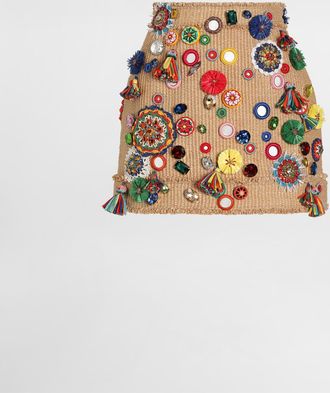 Dolce & Gabbana Minirock Aus Raffia Mit Applikationen - Frau R&ouml;cke Multicolor 38