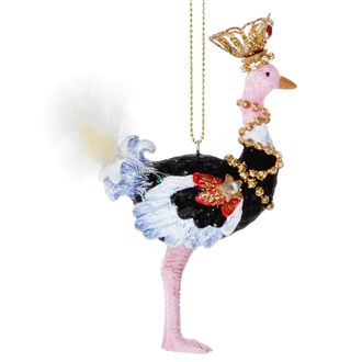 Gisela Graham Resin Strau&szlig; mit Krone Dekoration 10 Zentimeter