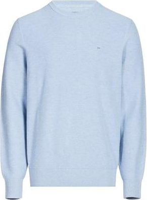 Eden Park Baumwoll-Rundhalspullover mit Stickerei in Blau