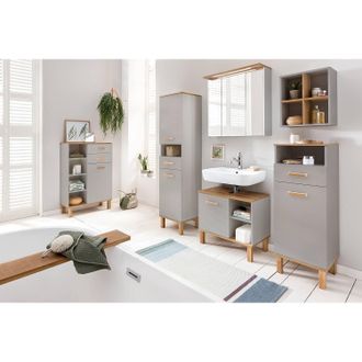 Schildmeyer home24 Waschbeckenunterschrank 65 x 60 x 35cm Grau/Platingrau