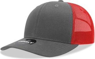 Decky Trucker standard &agrave; 6 panneaux en coton m&eacute;lang&eacute; structur&eacute; &agrave; profil moyen, CHA/rouge, multicolore