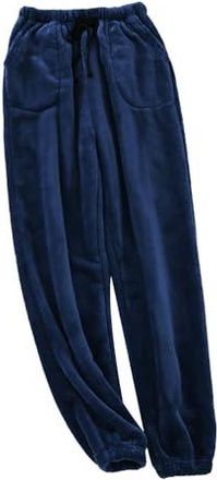 Generic Pantalon chaud pour femme - Grande taille - Pantalon thermique pour femme - En flanelle - Couleur unie - Pantalon de nuit basique - Pantalon de pyjama
