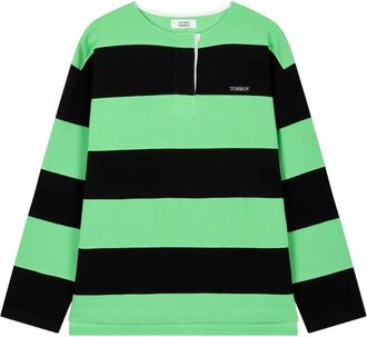 STUDIO TOMBOY sweat de rugby à rayures - Noir