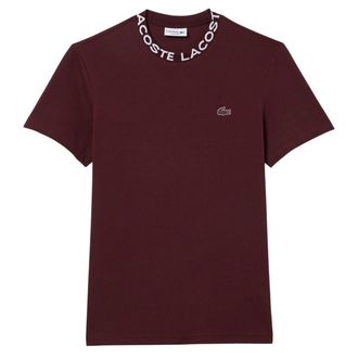 Lacoste Jacquard T-Shirt für Herren Piqué (Bordeauxrot)
