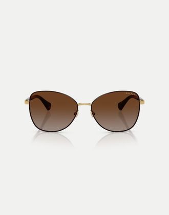 Ralph Lauren Butterfly-Sonnenbrille mit braunem, polarisiertem Glas in gl&auml;nzendem Braun