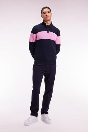 Eden Park Pull Col Camionneur En Coton Marine Broderie Dos
