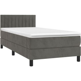 vidaXL Boxspringbett mit Matratze Dunkelgrau 90x200 cm Samt Vidaxl