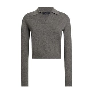 Dolce & Gabbana Cashmere Polo Pullover - - Knitwear - Damen - Grau - M