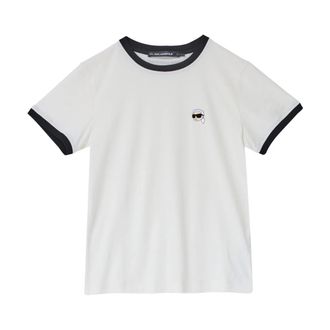 Karl Lagerfeld Ikon Patch Slim T-shirt - - Tops - Damen - Wei&szlig; - XS