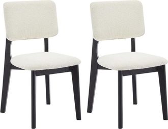 Vente-Unique Vente-unique - Lot de 2 chaises en tissu bouclette et bois dhévéa - Blanc et Noir - jasmena