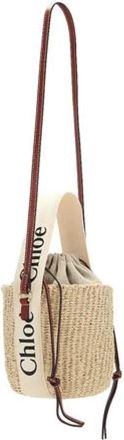 Chlo&eacute; Sac Panier en Rafia et Cuir - Femme - Sacs - Beige - Taille: ONE Size