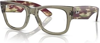 Ray-Ban Mega Wayfarer Optics Gr&uuml;n Havana Gestreift Fassung Klar Glas Polarisiert 51-21