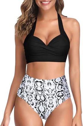Generic Ensemble bikini sexy et &eacute;l&eacute;gant pour femme - Deux pi&egrave;ces - Col en V - Triangle - Push Up - Bikini de plage - Maillot de bain ventre plat - Haut de bik