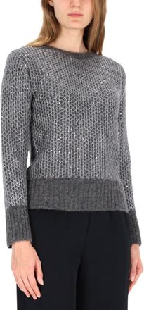Herno Metallic Sequin Jersey Alpaca Sweater - Gray
