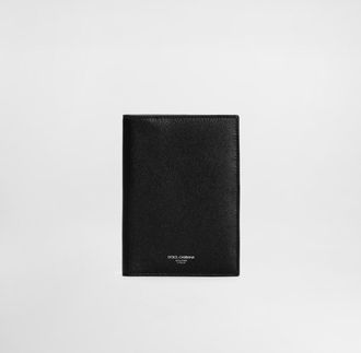 Dolce & Gabbana Reisepassh&uuml;lle Aus Kalbsleder - Mann Geldb&ouml;rsen Und Kleinlederwaren Schwarz Onesize