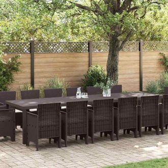 vidaXL Garten Essgruppe 15 pcs Braun Polt Rattan Vidaxl
