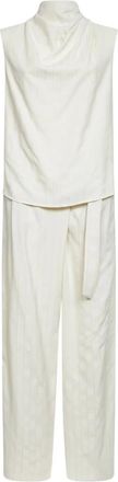 Brunello Cucinelli Femme, Combinaisons et Ensembles, Blanc, Taille: 40 FR Sequin Pinstripe Jumpsuit