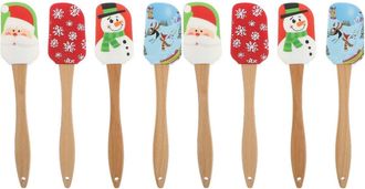 DOITOOL Teigschaber Weihnachten F&uuml;r Die K&uuml;che, 8 St&uuml;ck Silikon Spatel Weihnachten, K&uuml;chenspachtel Aus Silikon Weihnachtsspatel Mit Holzgriff Zum Backen Kochen
