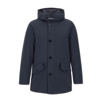 Woolrich Blaue Kapuzenmantel Knopfverschluss - - Jackets - Herren - Blau - S