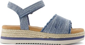 Toms Damen Keilsandalen stilvoll komfortabel Textil mit OrthoLite und umweltfreundlichen Materialien, perfekte Passform durch verstellbare Schnalle