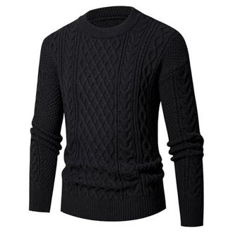 Generic VYLYNL Pull en tricot torsad&eacute; pour homme - Col rond - Manches longues - Pull &eacute;pais et chaud en coton &eacute;pais - Pull de p&ecirc;cheur - Couleur unie - Tricot t