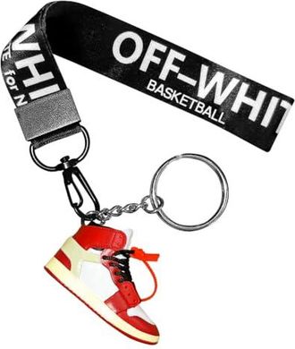 Generic Porte-cl&eacute;s &eacute;l&eacute;gant en forme de baskets 3D avec cordon de poignet, cadeau unique pour les fans de basket-ball, enfants, hommes et femmes, ecru, M