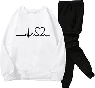 Generic Surv&ecirc;tement de jogging pour homme et femme - Ensemble sweat &agrave; manches longues et pantalon chaud pour la marche, la course &agrave; pied, la randonn&eacute;e, blanc,