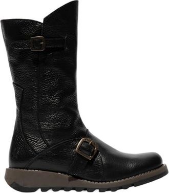 FLY London Bottes Mes 2 Buckle pour femme, Grain noir, 9 UK