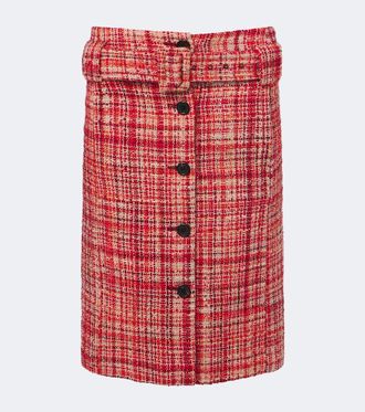 Prada Jupe midi en tweed de laine, coton et soie