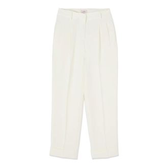 Oltre Cr&ecirc;pehose mit Bundfalten - - Trousers - Damen - Wei&szlig; - S