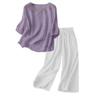 Generic Ensemble de salon pour femme - &Eacute;paules d&eacute;nud&eacute;es - Manches longues - Style d&eacute;contract&eacute; - Couleur unie - Pull &agrave; &eacute;paules d&eacute;nud&eacute;es - Ensemble de v&ecirc;tements