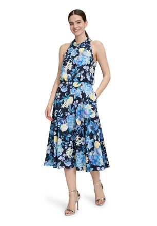 Vera Mont Damen Cocktailkleid mit Stehkragen 42, Dunkelblau/Blau