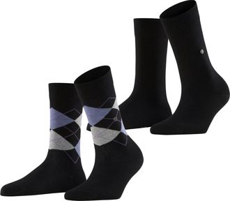 Burlington Damen Socken Everyday Mix Multipack W So Baumwolle gemustert 2 Paar, Schwarz Black 3000, 36-41
