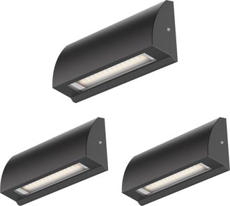 LEDs Com 3 Stück LED Wandleuchte/Treppenlicht SEGIN für außen, IP54, flach, Downlight, schwarz matt, eckig, 3,8 W, 265lm, warmweiß