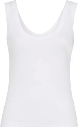 Brunello Cucinelli Top en jersey c&ocirc;tel&eacute; en coton stretch avec d&eacute;tails en monili - Femme - Tops - Blanc - Taille: 40 FR
