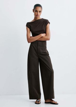 Mango Pantalon ballon taille normale chocolat - Femme - 32 - MANGO