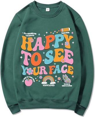 Generic Sweat-shirt pour femme - Imprim&eacute; graphique britannique - Haut surdimensionn&eacute; - Col rond - Manches longues - Automne - Hiver - D&eacute;contract&eacute; - Confortabl